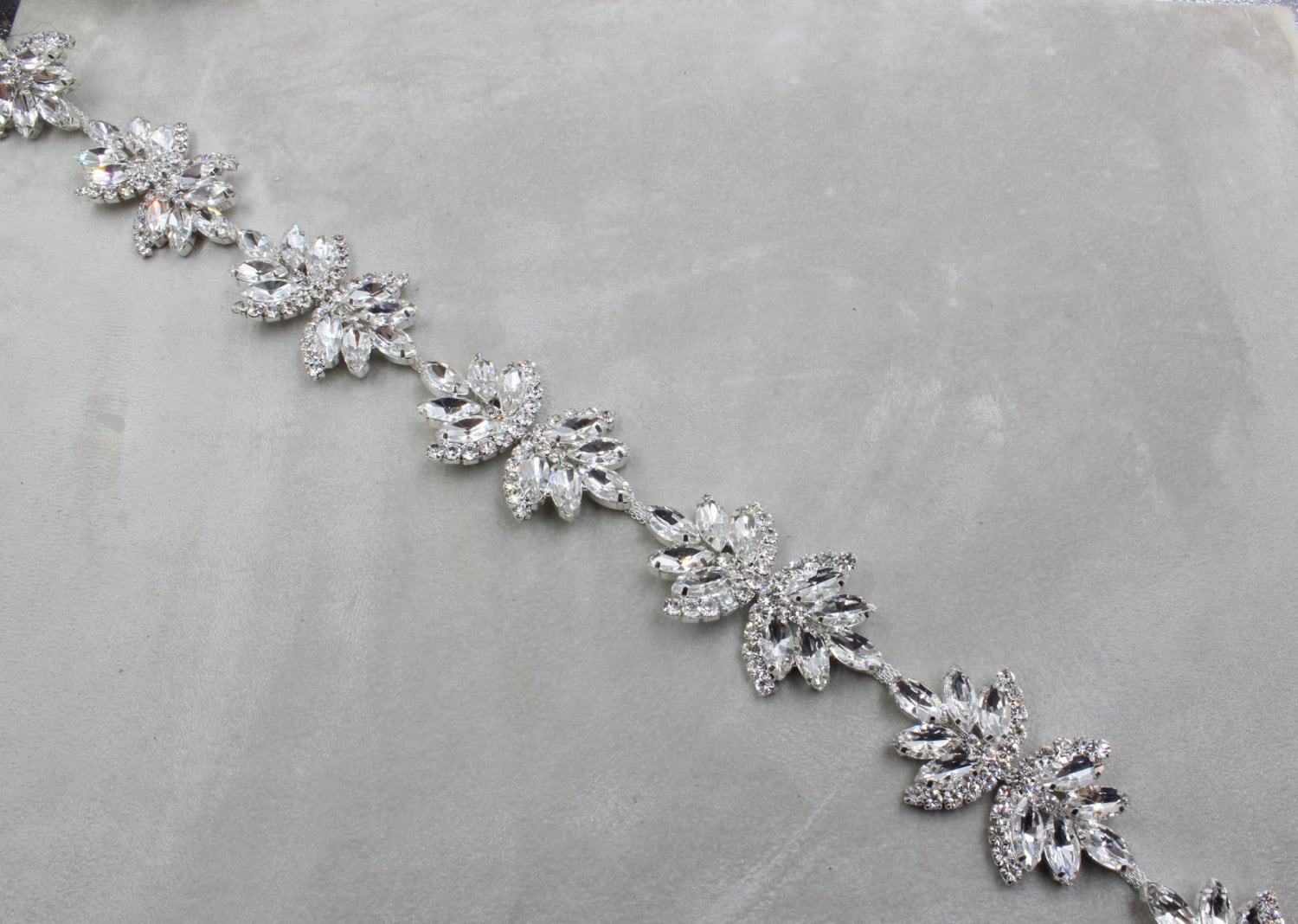 One Yard Applique Trim Bridal Applique Silver Trim Crystal | Etsy