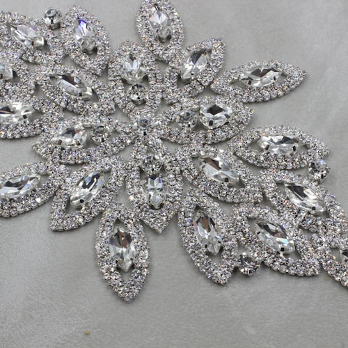 Silver Rhinestone Applique Crystal Trim Rhinestone Trim - Etsy