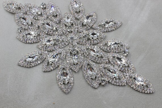 Silver Bridal Applique Bridal Applique Trim Rhinestone - Etsy