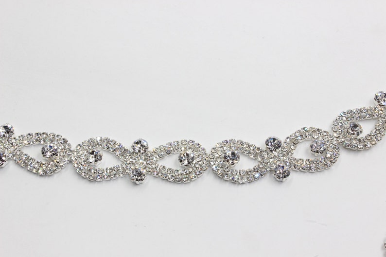 One yard applique trim Bridal Applique sash trim Rhinestone | Etsy