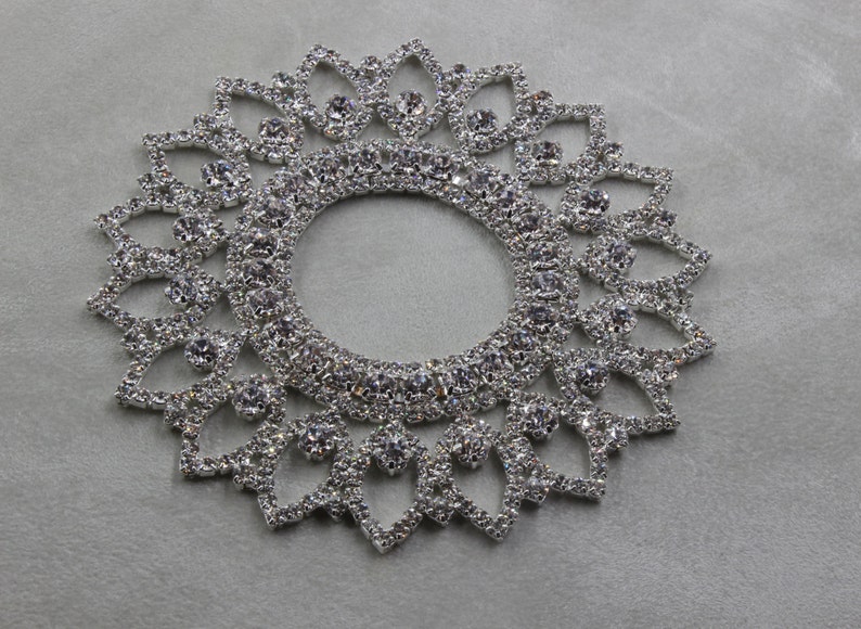 Circle Trim Applique Bridal Applique Silver Rhinestones | Etsy