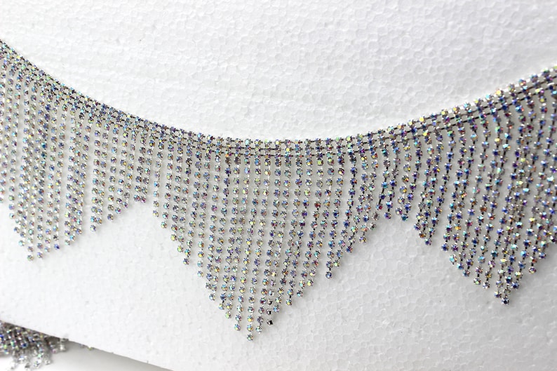 Silver Crystal Trim Rhinestone Applique Fringe Rhinestone - Etsy