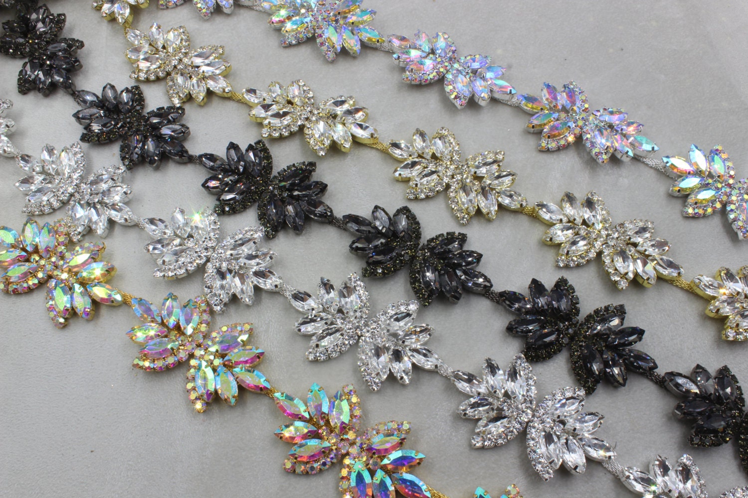 One Yard Applique Trim Bridal Applique Silver Trim Crystal | Etsy