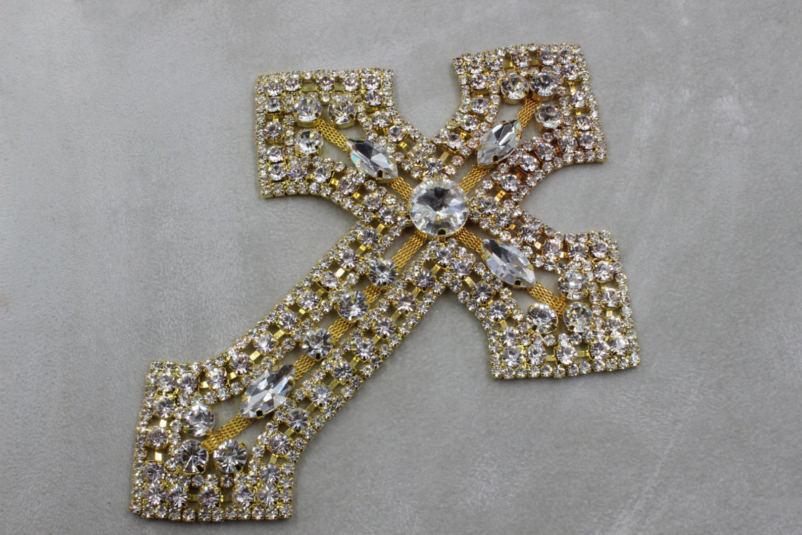 Gold Cross Trim Bridal Applique Gold Cross Rhinestone Trim | Etsy