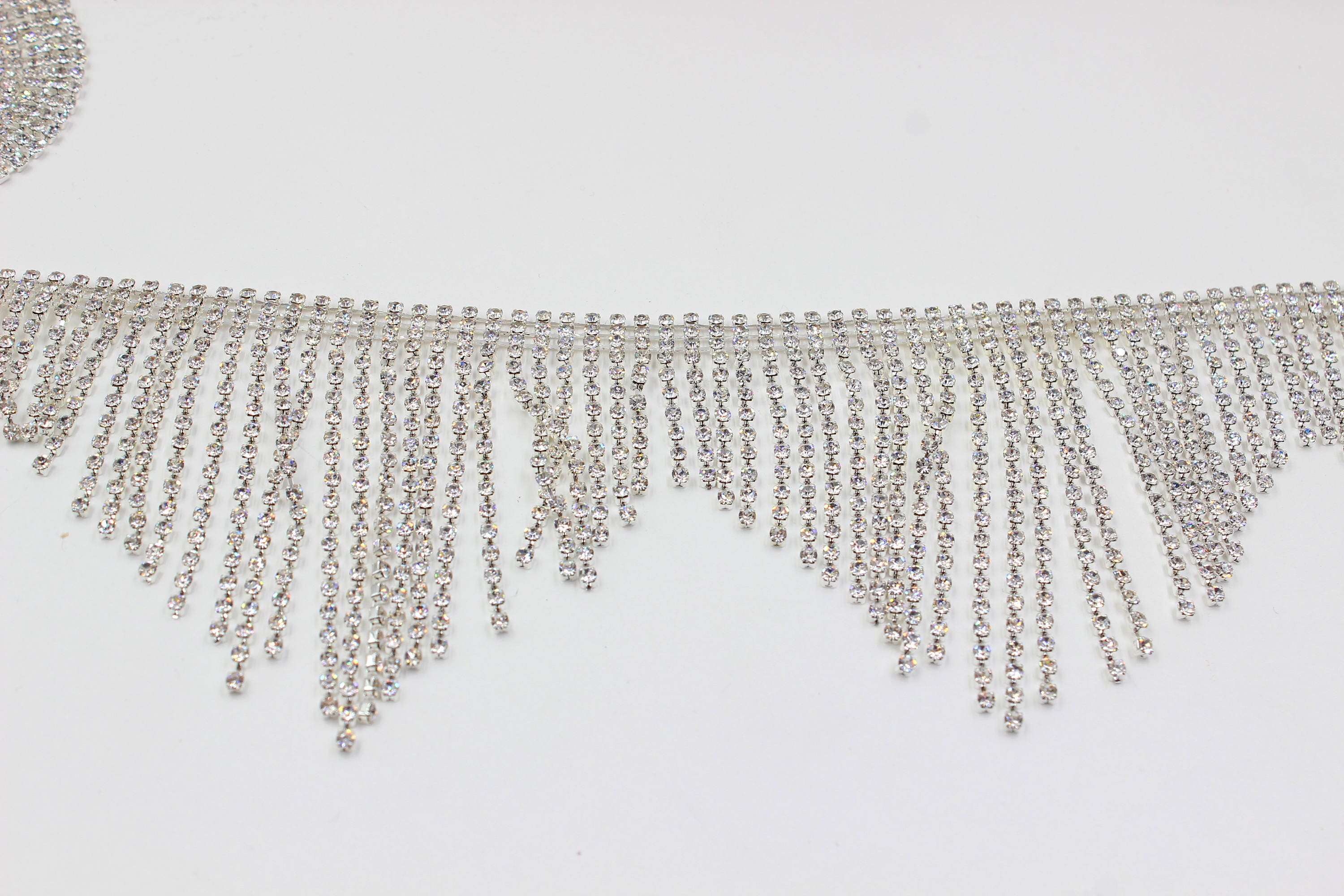 Silver Crystal Trim Rhinestone Applique Fringe Rhinestone - Etsy