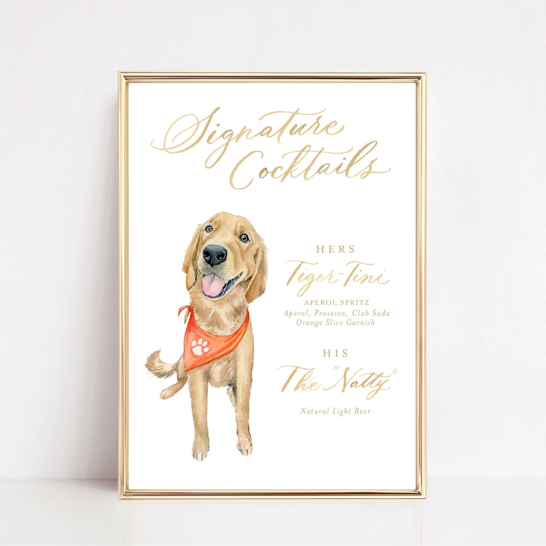 Custom Watercolor Pet Signature Drink Sign | Cocktail | Wedding Sign ...