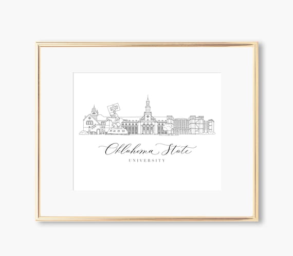 Oklahoma State University Art Print OSU Drawing Graduation | Etsy
