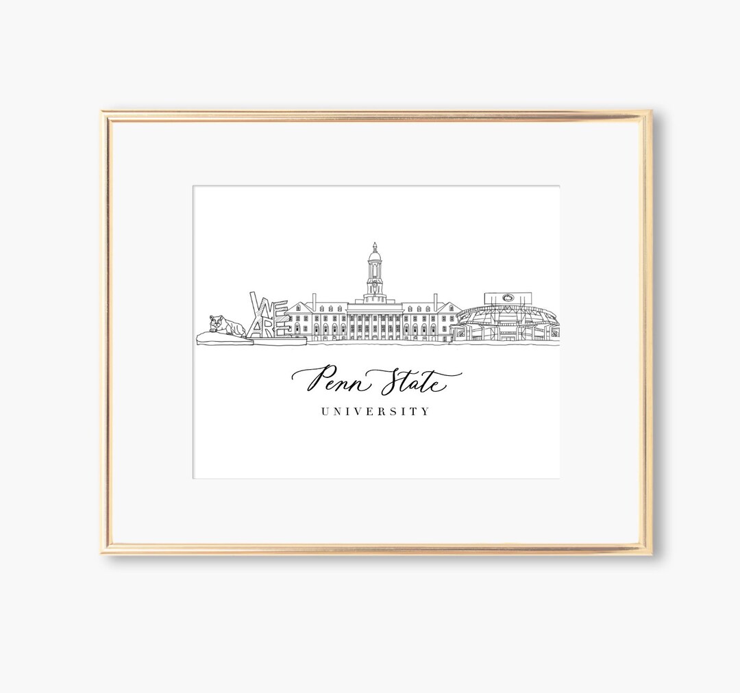 Penn State University Art Print Graduation Gift College Art PSU Drawing ...