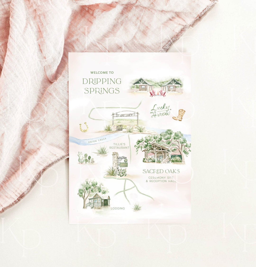 Camp Lucy Wedding Map | Dripping Springs | Customizable Map ...