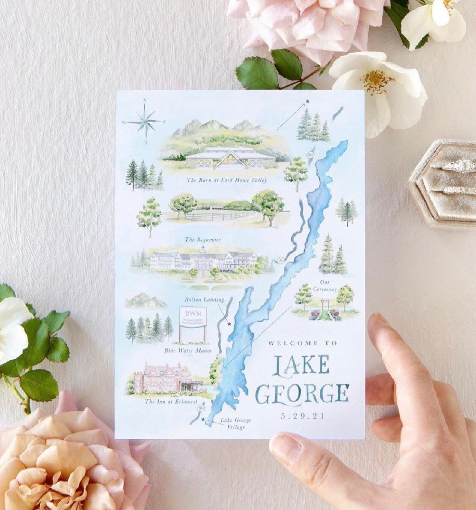 Custom Watercolor Map Custom Map Custom Wedding Map - Etsy