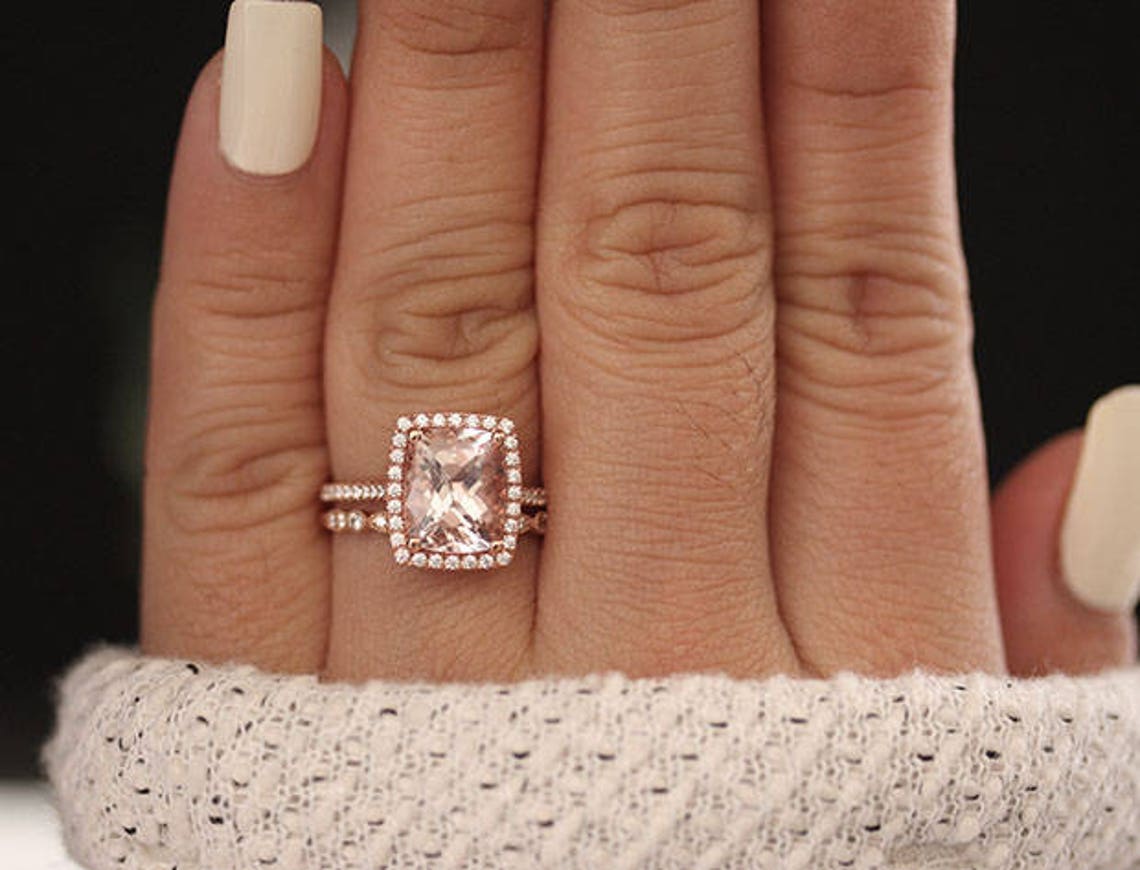 AFFORDABLE 10K Rose Gold Engagement Ring 3ct Morganite | Etsy
