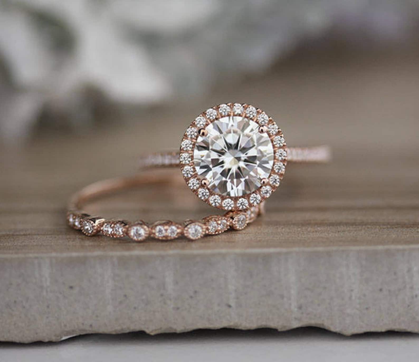 2.00ct Moissanite Wedding Ring Set Moissanite Engagement | Etsy