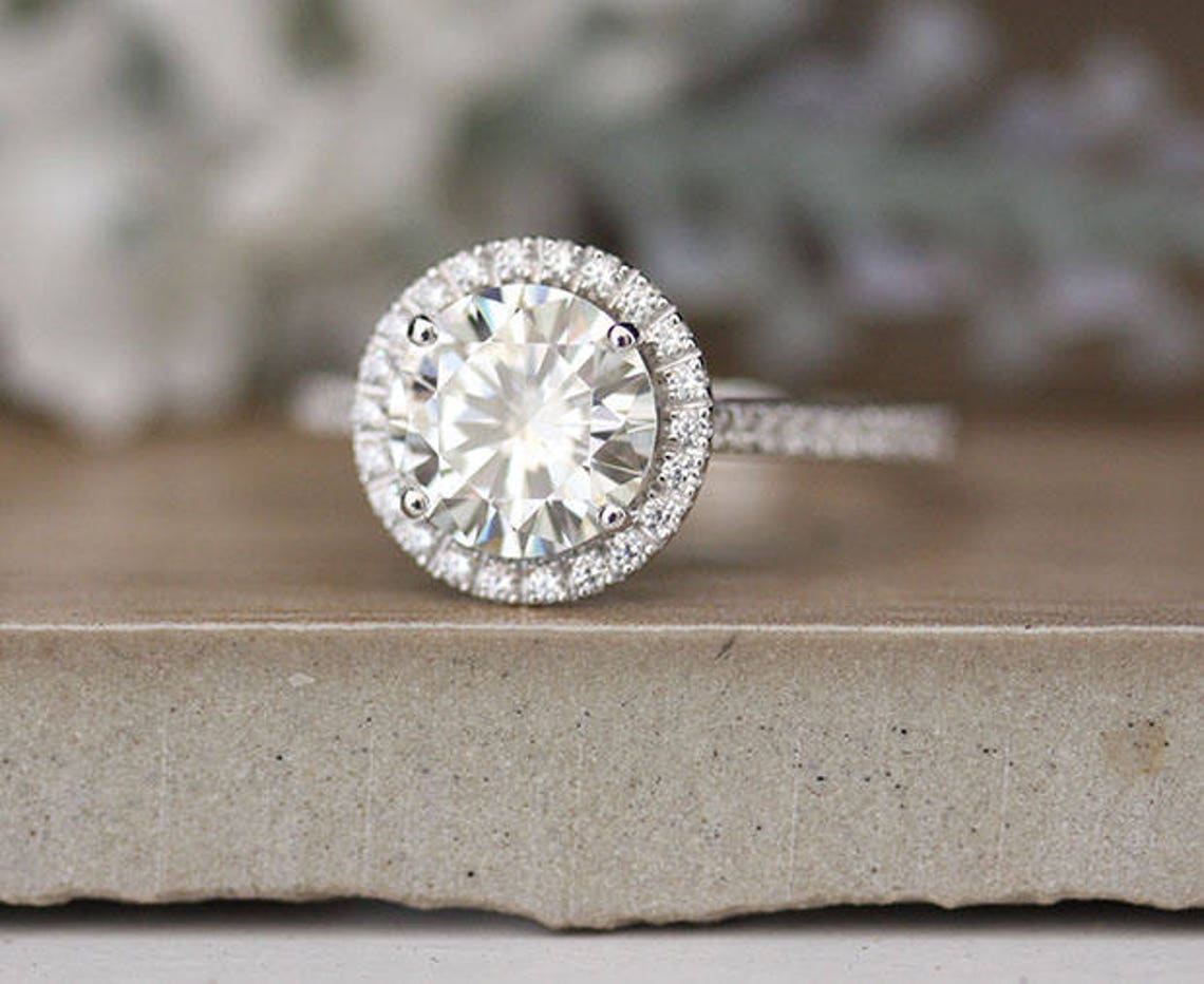 Moissanite Wedding Ring Set White Gold Round 8mm Moissanite - Etsy