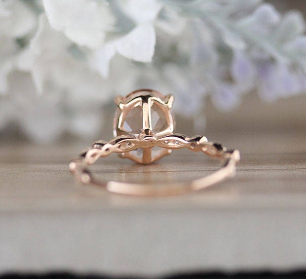 LOW COST Engagement Ring 10k Rose Gold Morganite and Diamond - Etsy