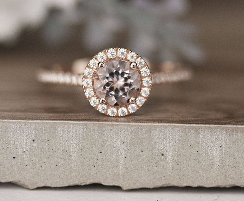 6mm Round Morganite Engagement RingRose Gold Engagement Ring | Etsy