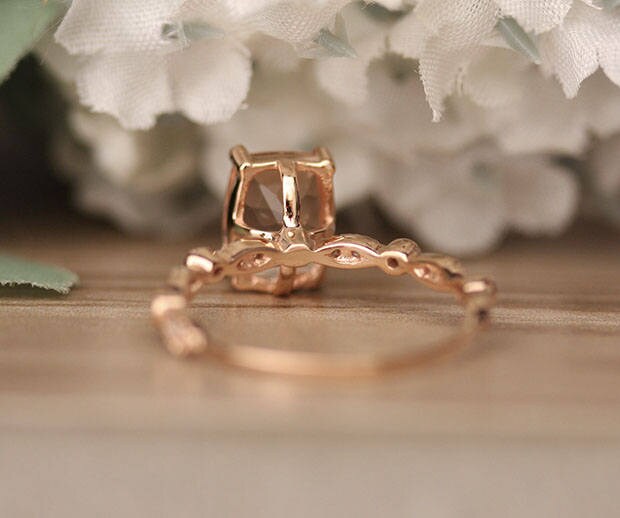 LOW COST Rose Gold 10k Morganite Cushion 9x7mm Engagement Ring - Etsy