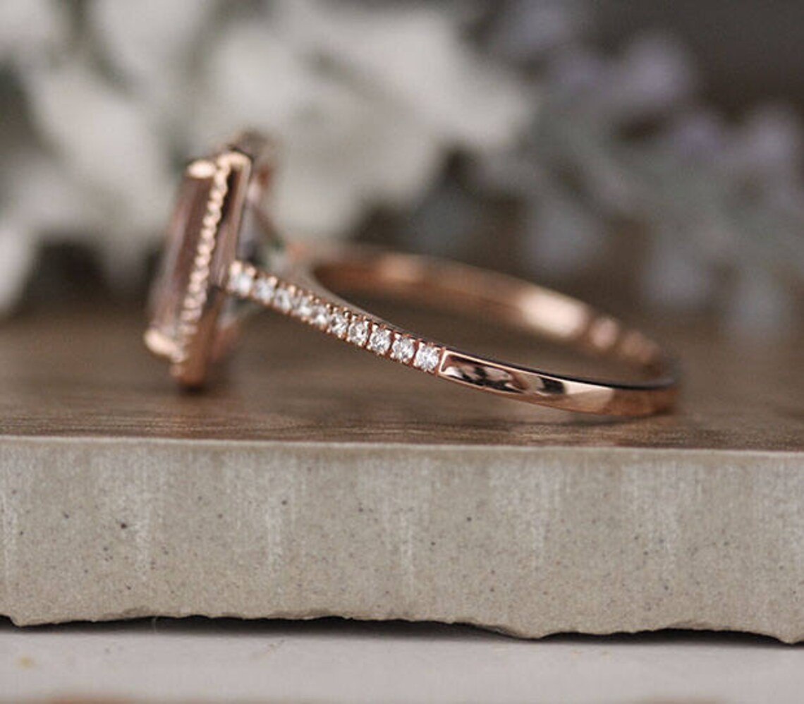 AFFORDABLE 10K Rose Gold Engagement Ring 3ct Morganite - Etsy