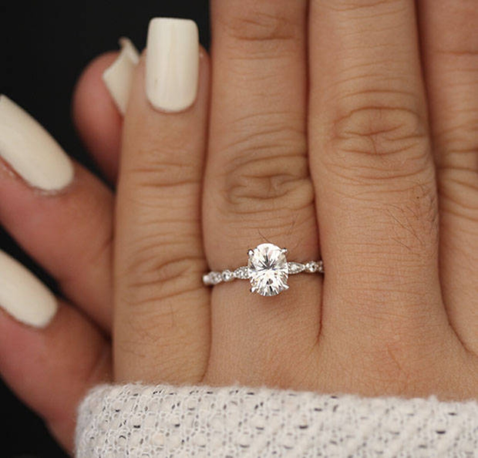 1.50ct Moissanite Oval 8x6mm Engagement Ring White Gold | Etsy