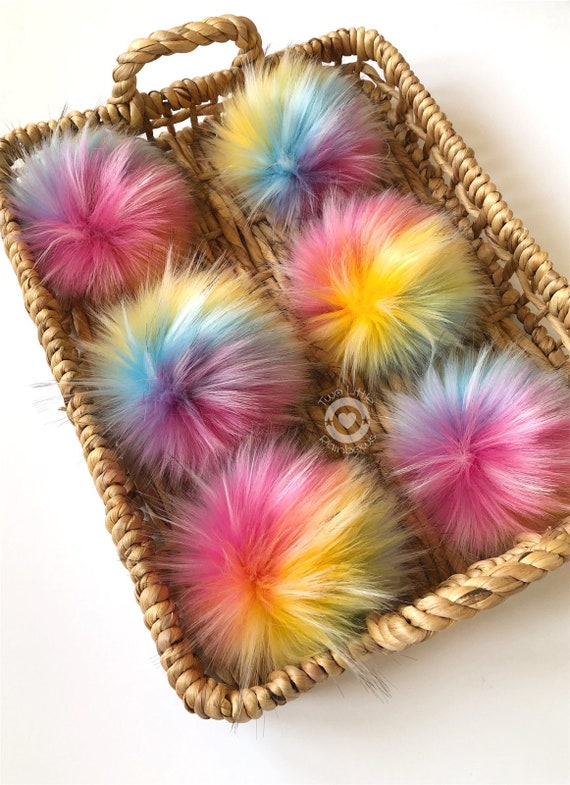 Mardi Gras Handmade Rainbow Faux Fur Pom Pom / UK Seller / - Etsy UK