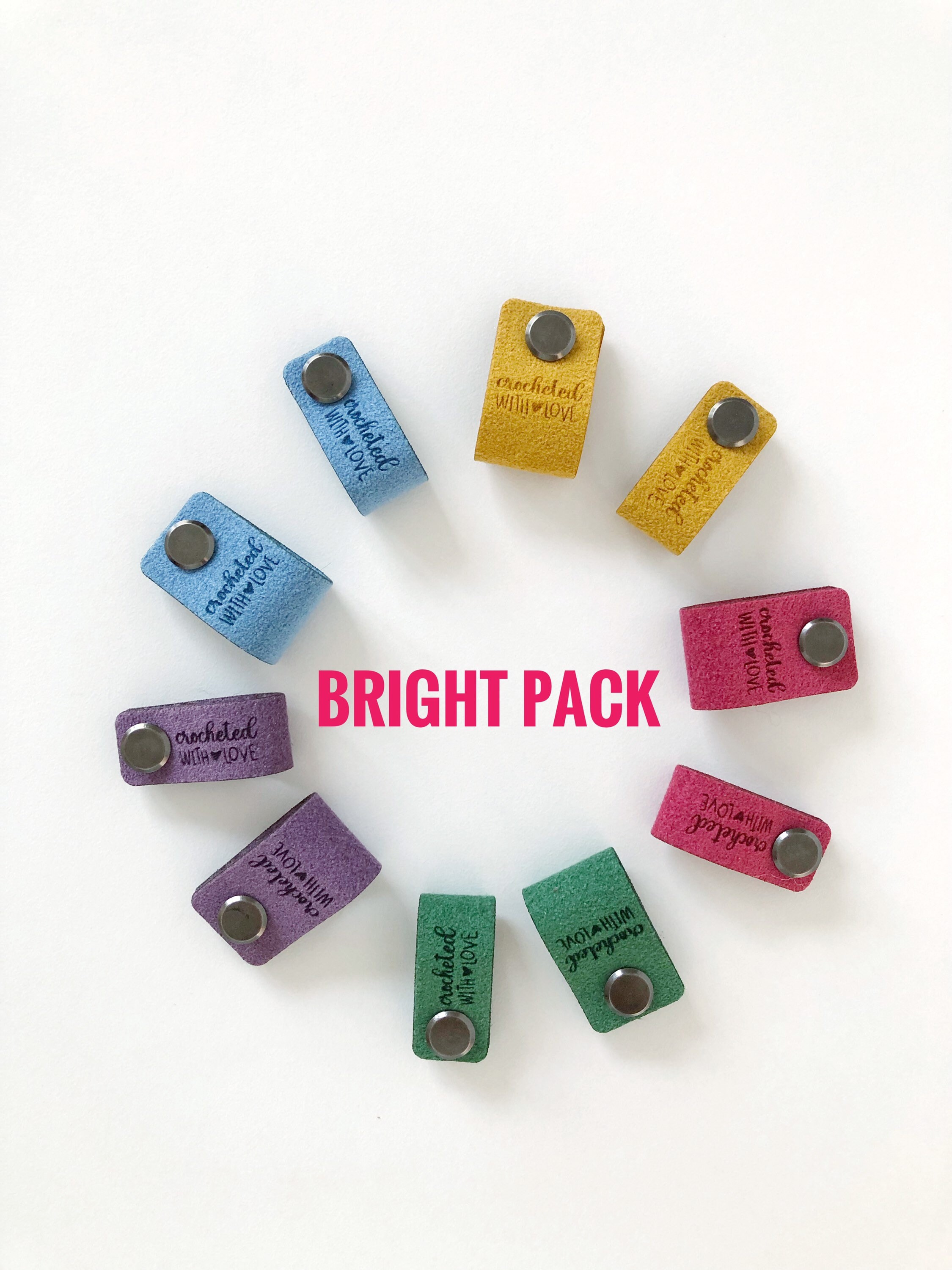 10 Crocheted With Love Ultrasuede Labels // Tags for Knitting - Etsy UK