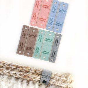10 Crocheted With Love Ultrasuede Labels // Tags for Knitting and ...
