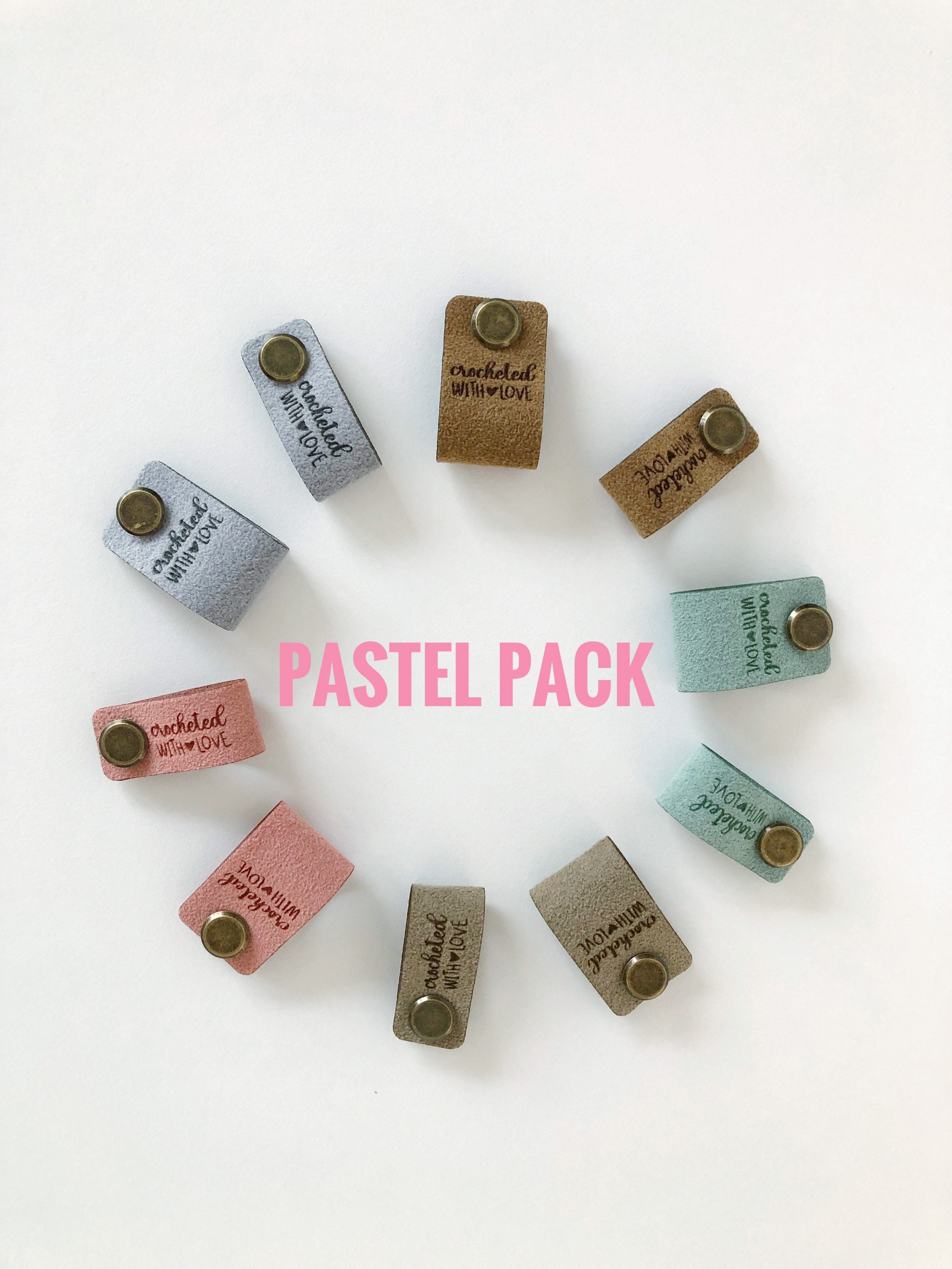 10 Crocheted With Love Ultrasuede Labels // Tags for Knitting - Etsy UK