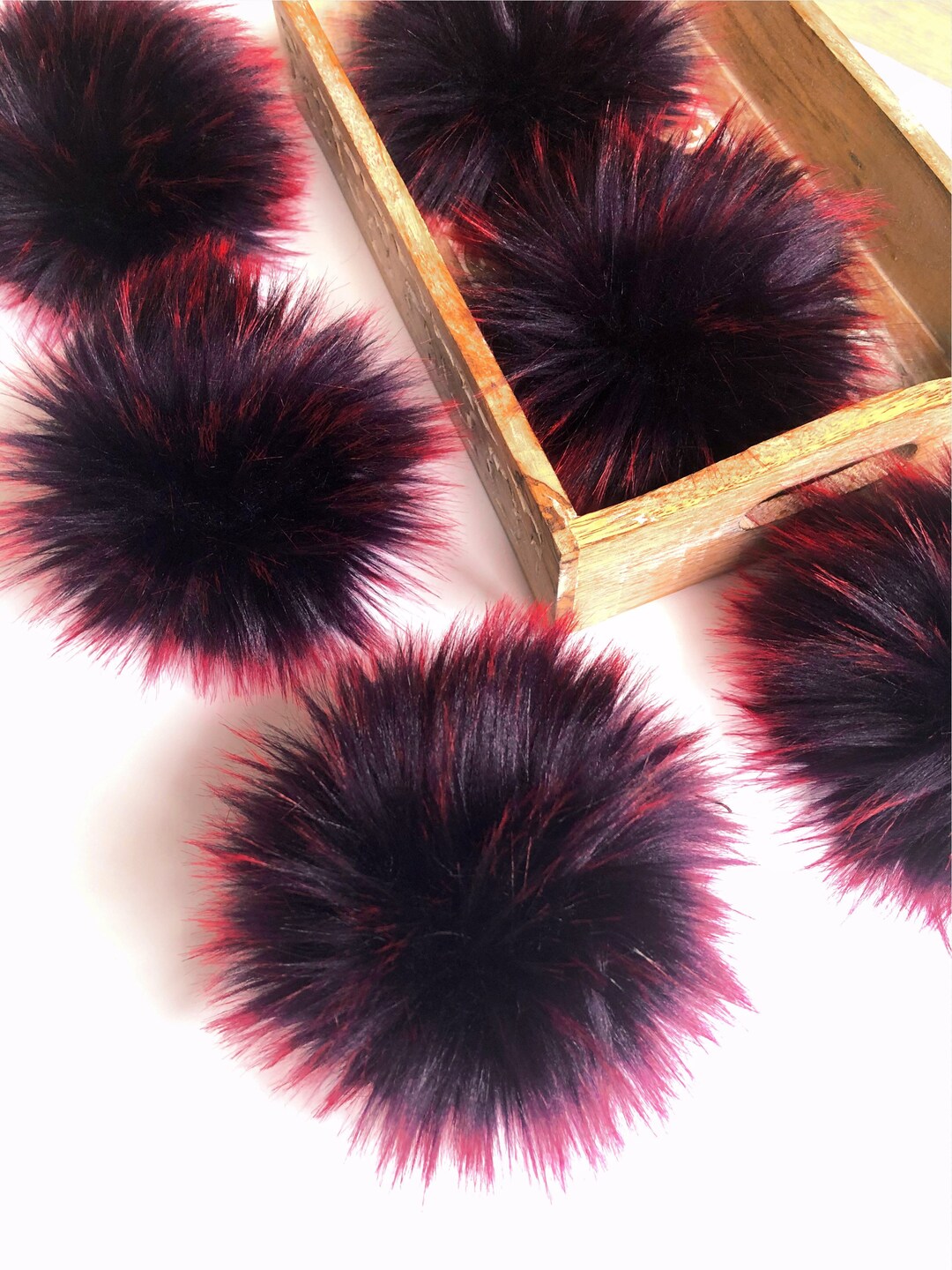 Roulette Handmade Red and Black Faux Fur Pom Pom / UK Seller - Etsy UK