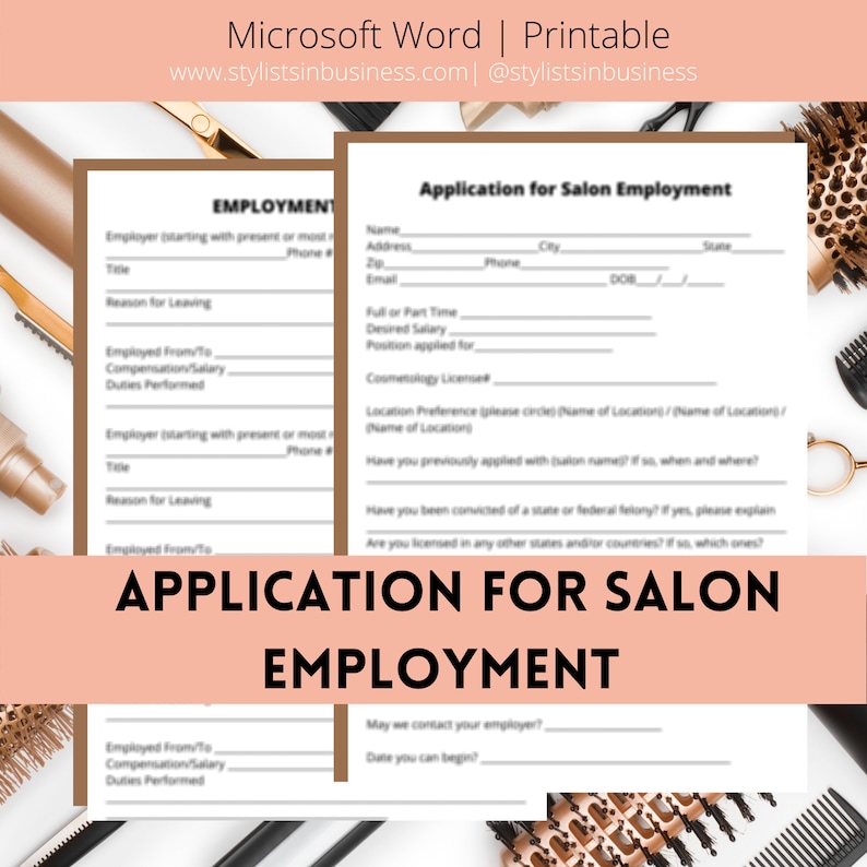 Application for Salon Employment - Etsy
