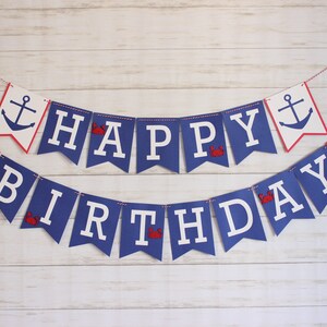 Nautical Happy Birthday Banner, Anchors Boat Party Kids Party ...