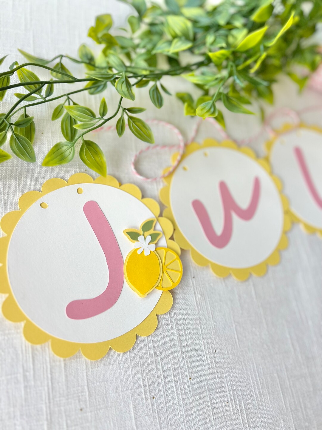 Lemon Name Birthday Banner, Party Decorations, Fruit Theme Summer Party ...