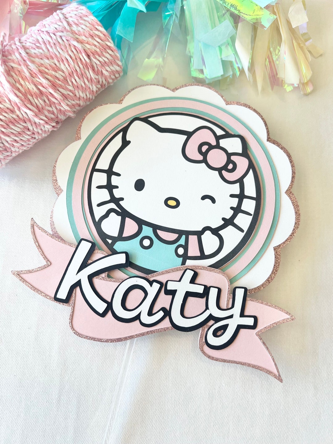 Hello Kitty Cake Topper, Birthday Party Cake Decorations, Kids Birthday ...