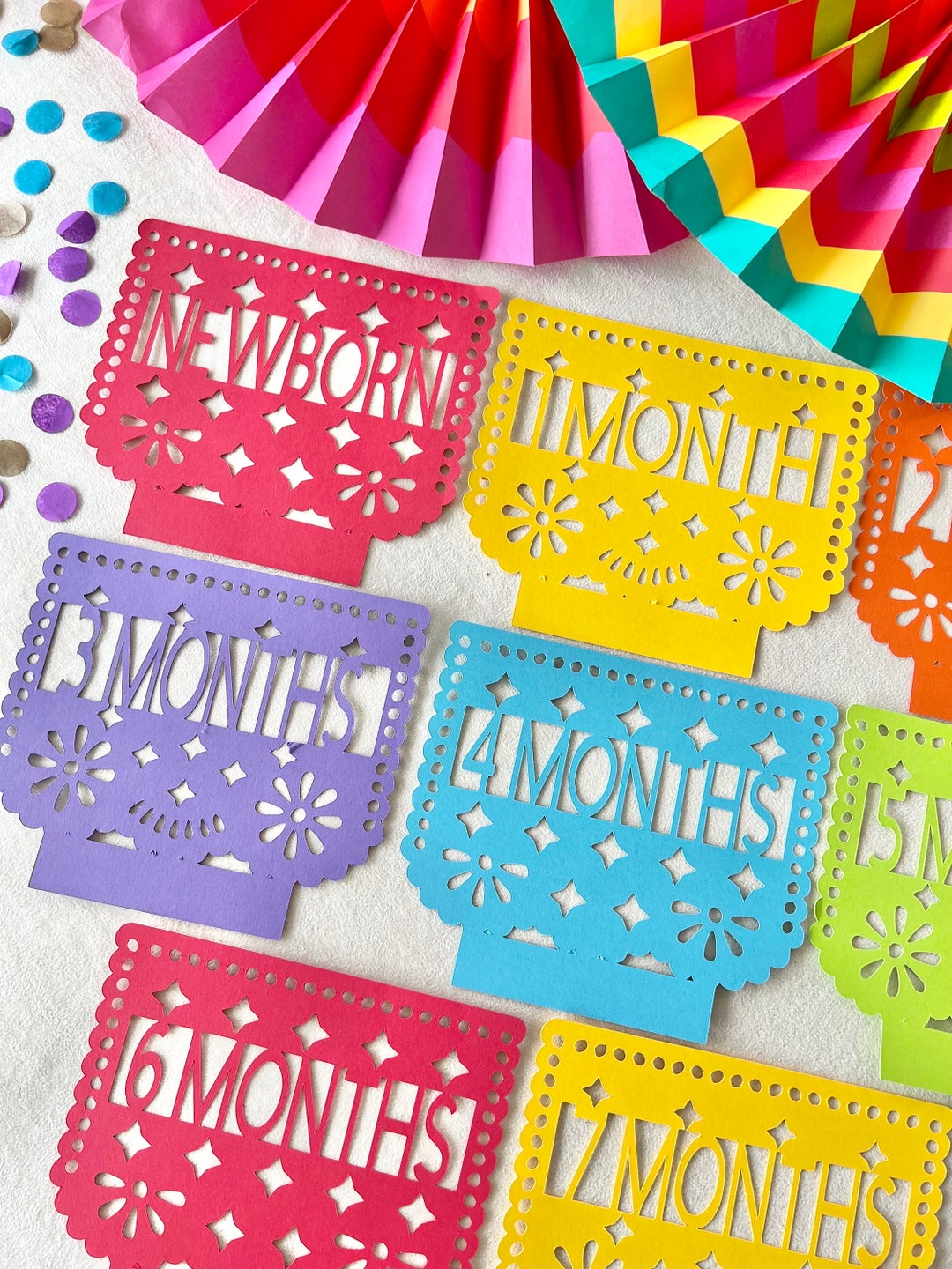 Papel Picado First Year Monthly Photo Banner | First Fiesta Decorations ...
