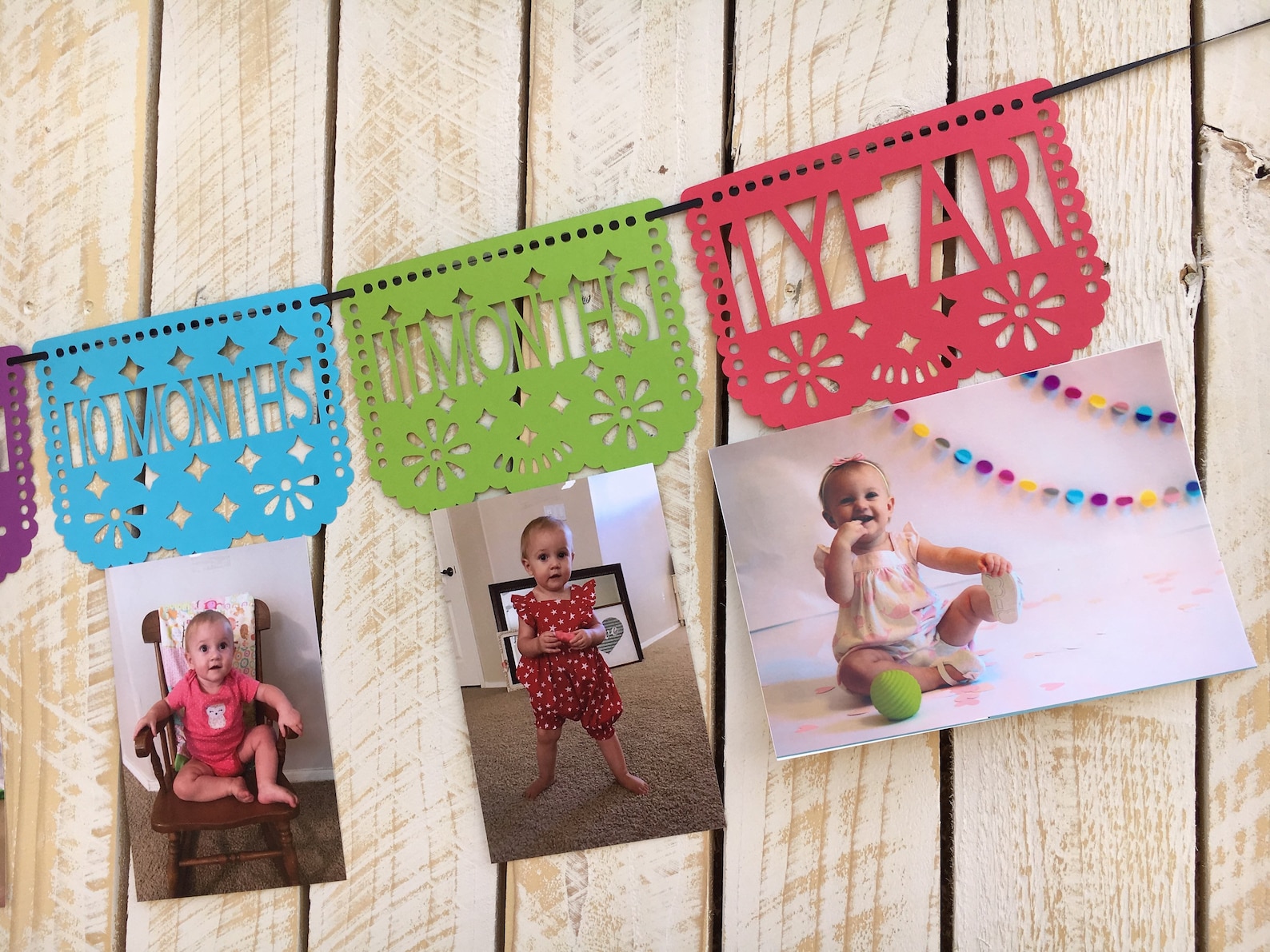 Papel Picado First Year Monthly Photo Banner | First Fiesta Decorations ...