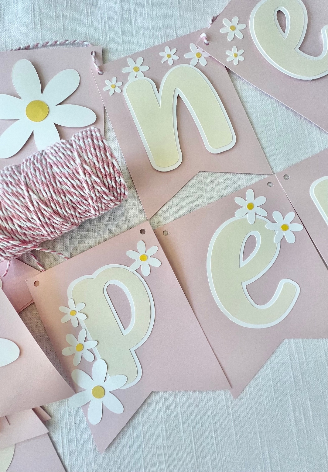 Daisy Name Birthday Banner Party Decor Flower Theme Girl Birthday First ...