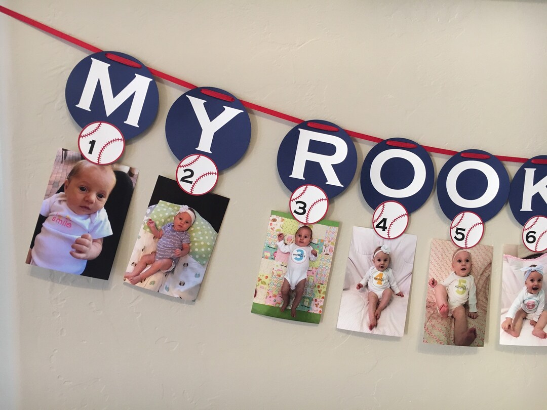 Baseball First Birthday Banner, My Rookie Year, First Birthday ...