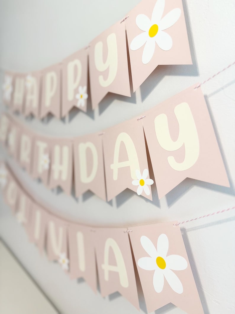 Daisy Birthday Banner, Flower Party Decorations, Floral Garden Party ...