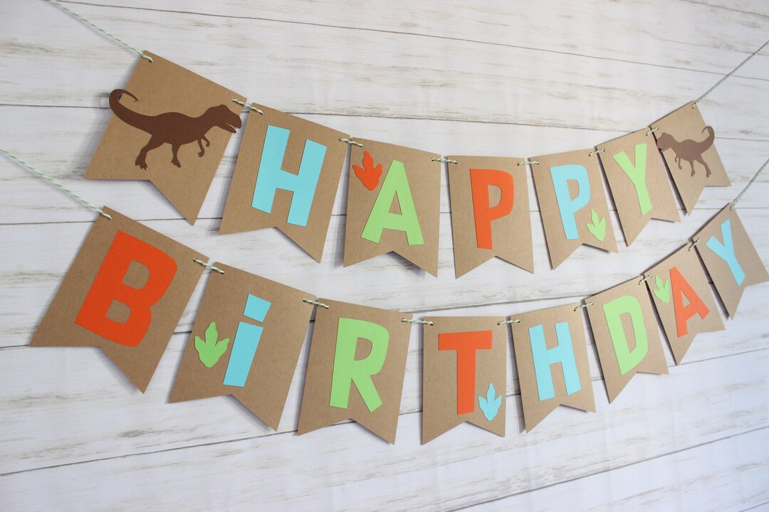Dinosaur Birthday Banner, Dino Party Decorations, Dinosaur Garland ...
