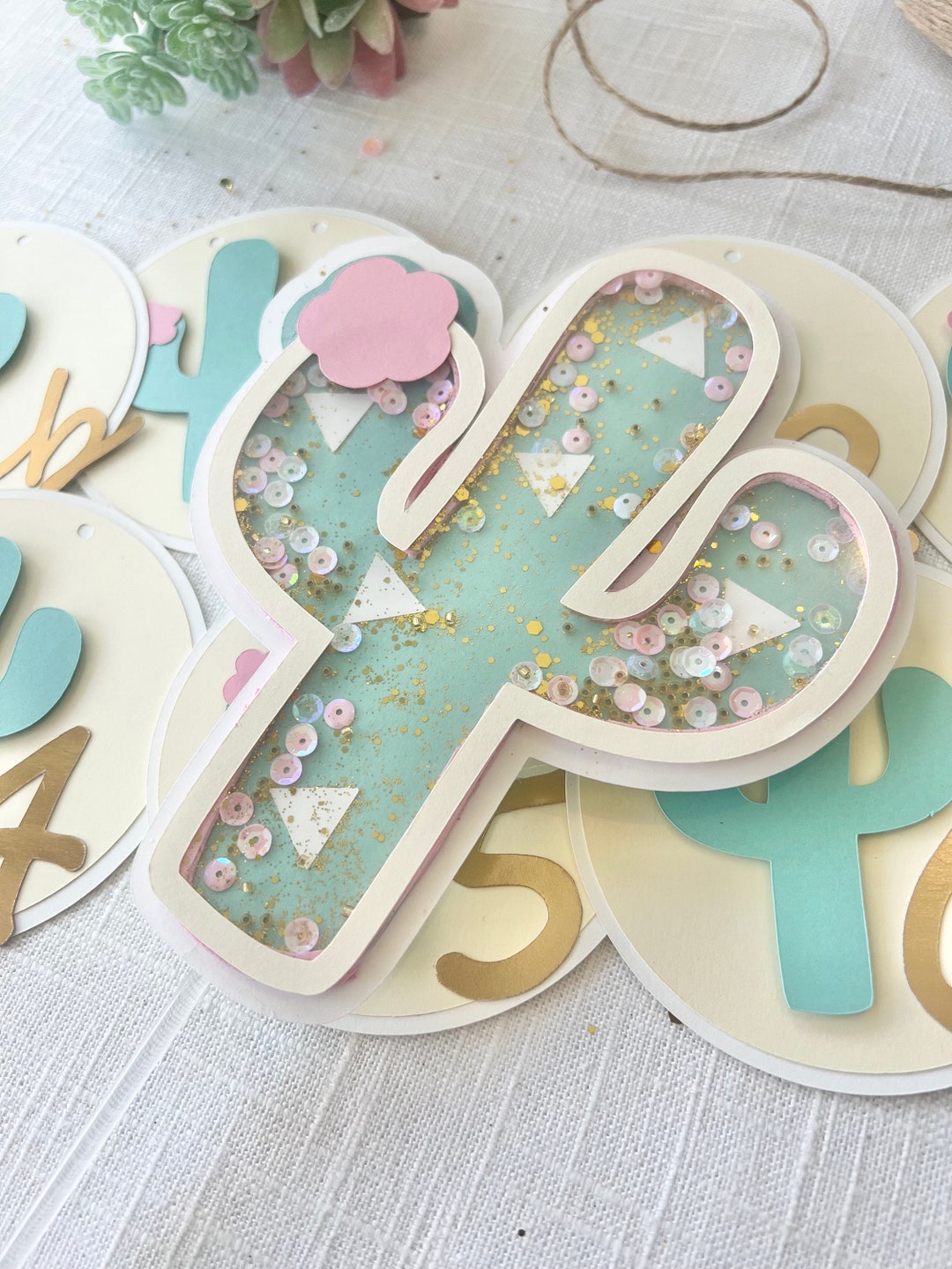 Cactus Shaker Cake Topper, Saguaro Boho First Birthday, Cactus Party ...