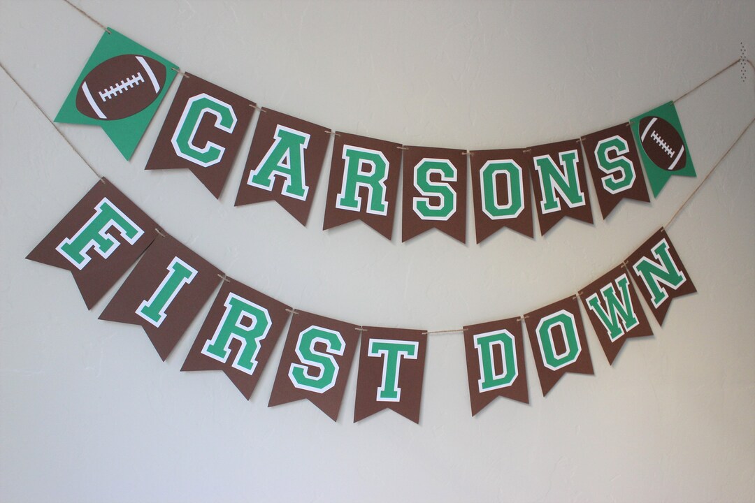 Football First Down Birthday Banner, Kids First Birthday, Football ...