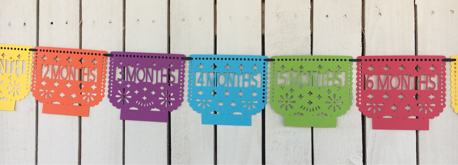 Papel Picado First Year Monthly Photo Banner First Fiesta | Etsy