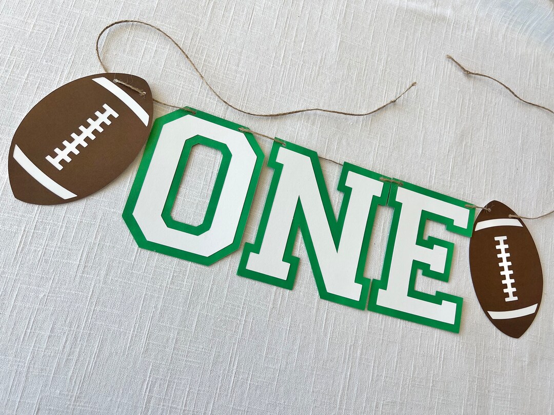 Football First Birthday Banner, Party Decorations, One High Chair ...