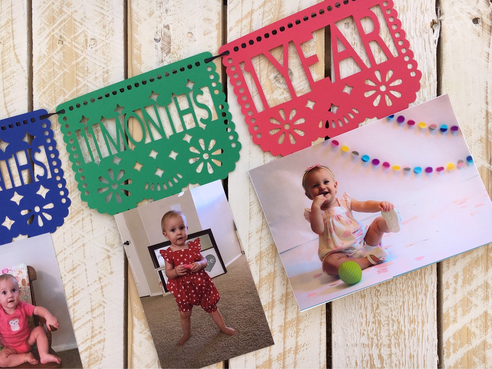 Papel Picado First Year Photo Banner for First Birthday, Fiesta First ...