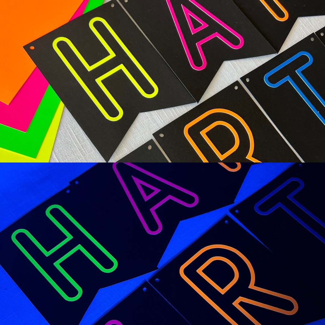 Neon Happy Birthday Banner Glow in the Dark Party Black - Etsy