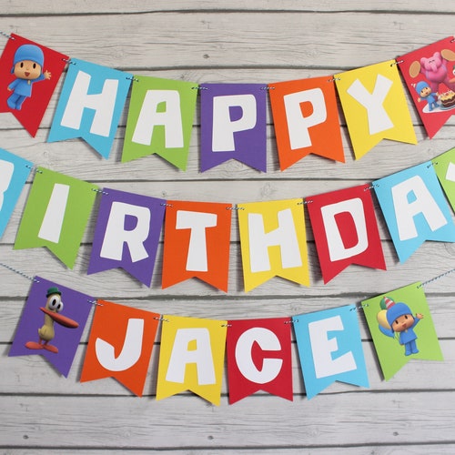 Pocoyo Happy Birthday Banner Customizable - Etsy