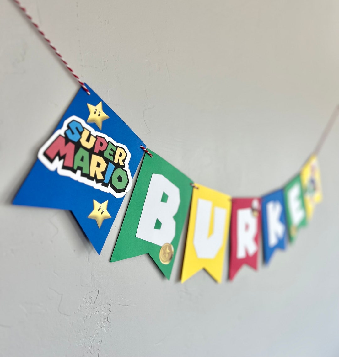 Super Mario Name Banner Birthday Decorations Party Banners - Etsy