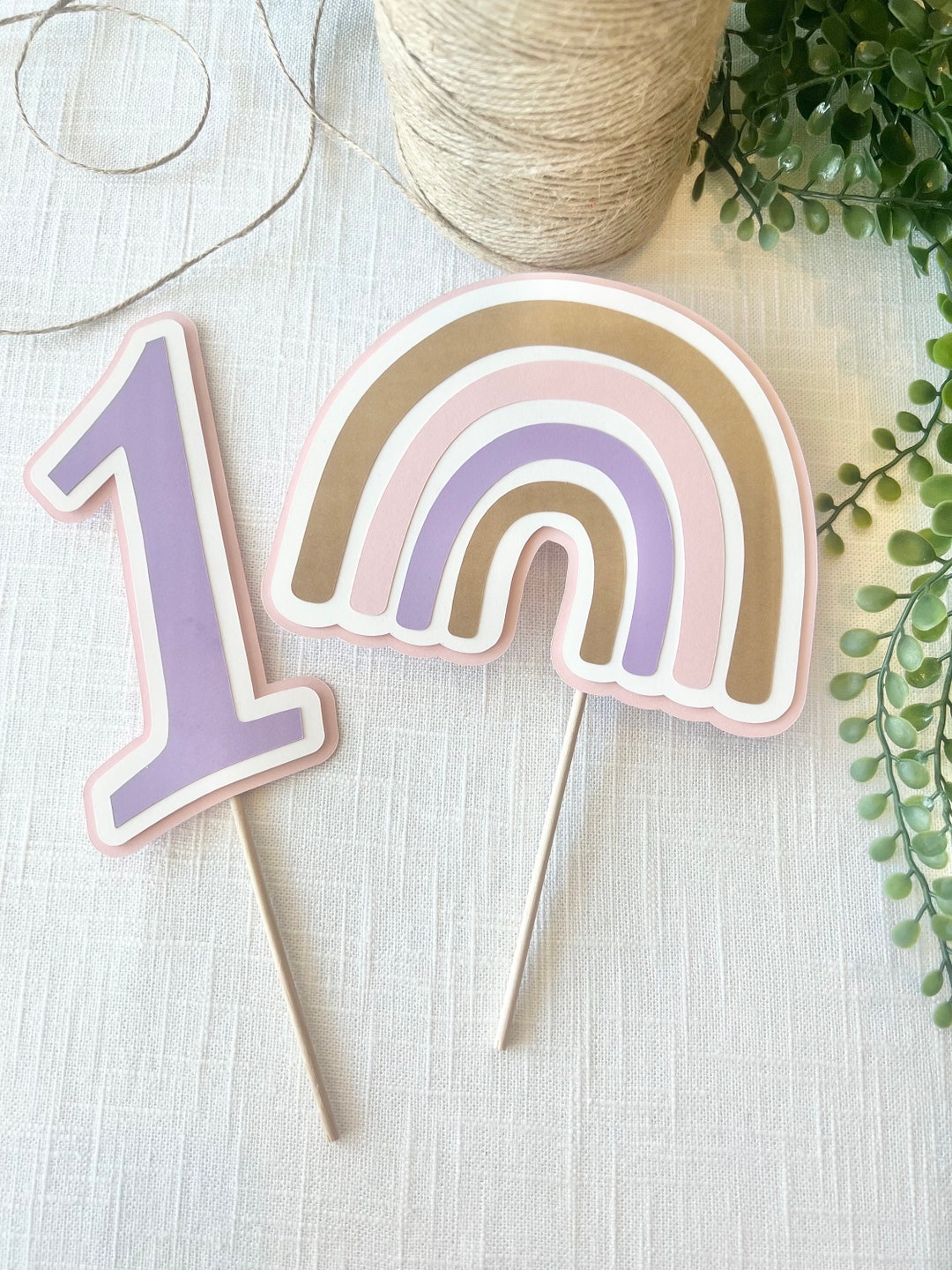 Rainbow Birthday Cake Topper Boho Birthday Party Decorations - Etsy