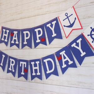 Nautical Happy Birthday Banner, Anchors Boat Party Kids Party ...
