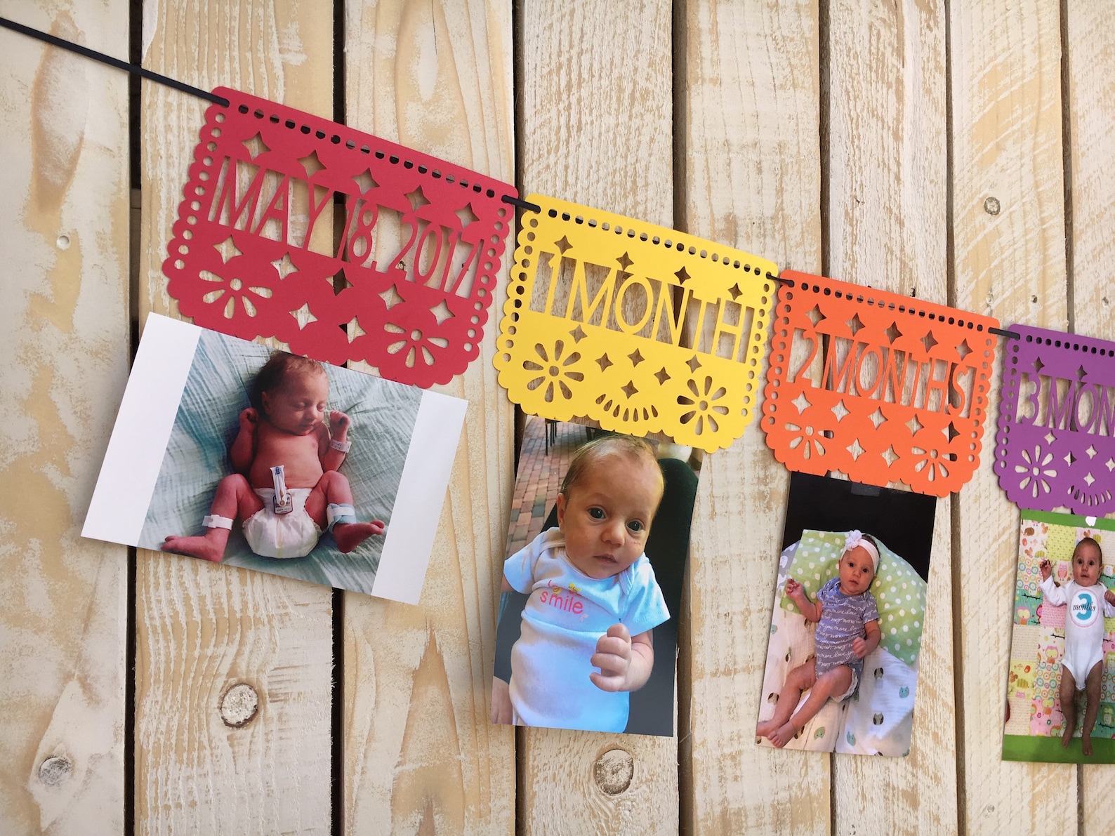 Papel Picado First Year Monthly Photo Banner | First Fiesta Decorations ...