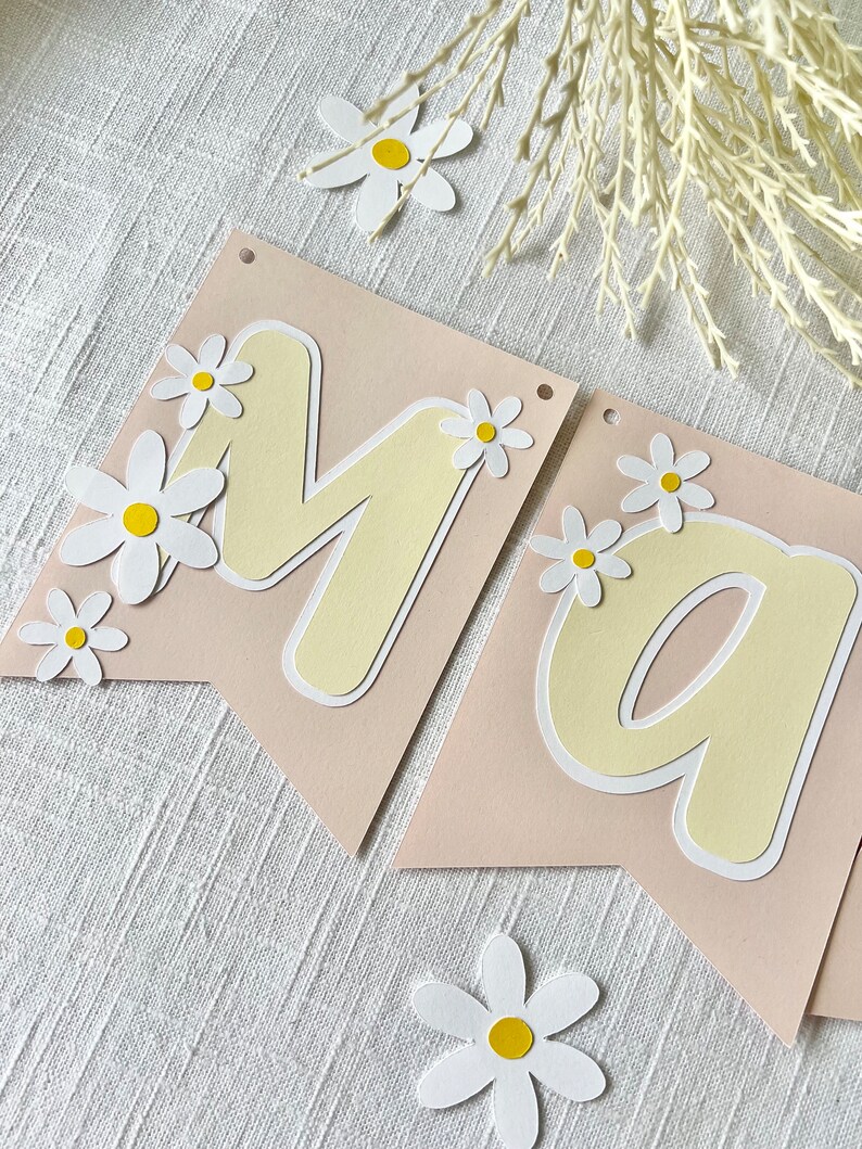 Daisy Name Birthday Banner Party Decor Flower Theme Girl Birthday First ...