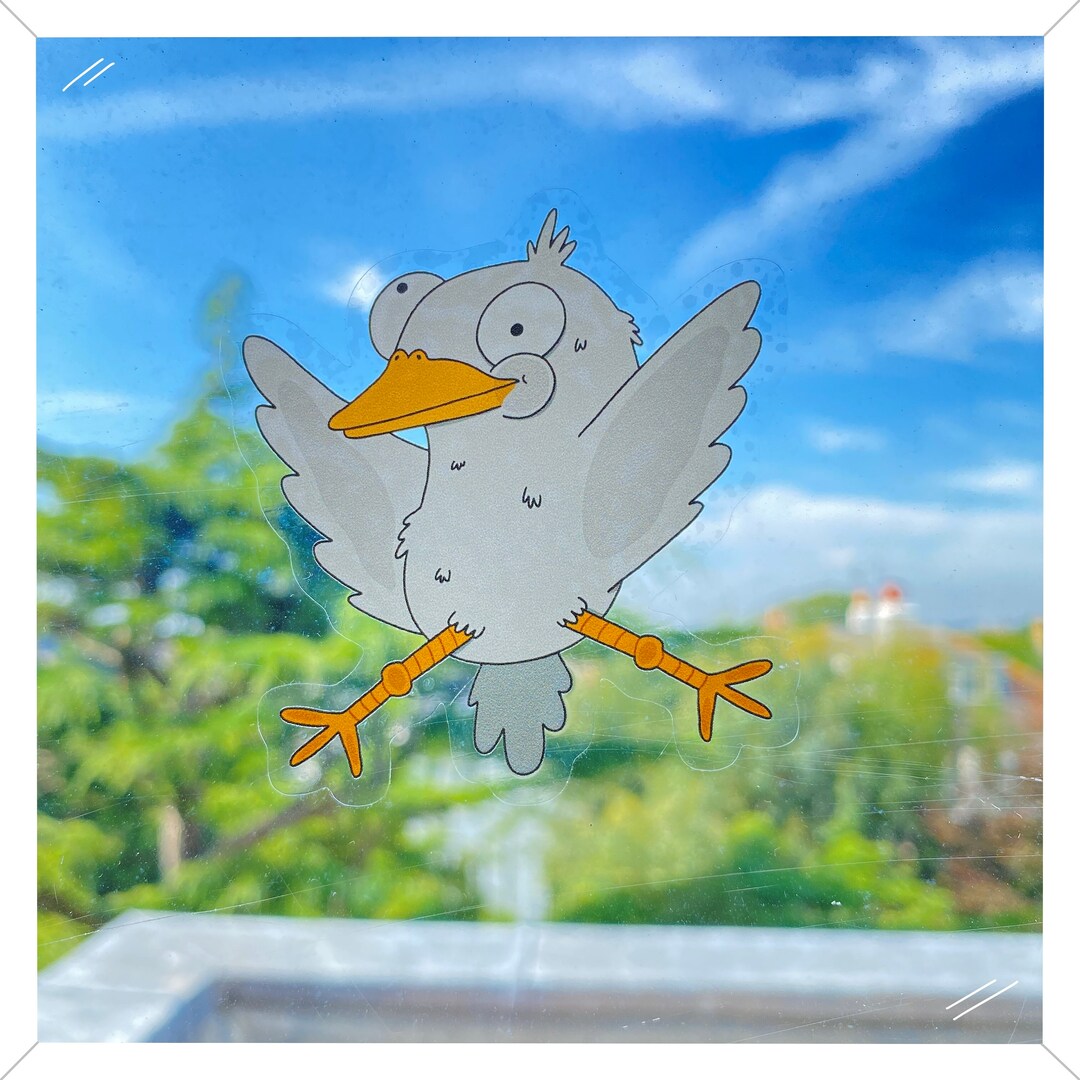 Squashed Cartoon Bird Window Sticker Reusable Cute - Etsy